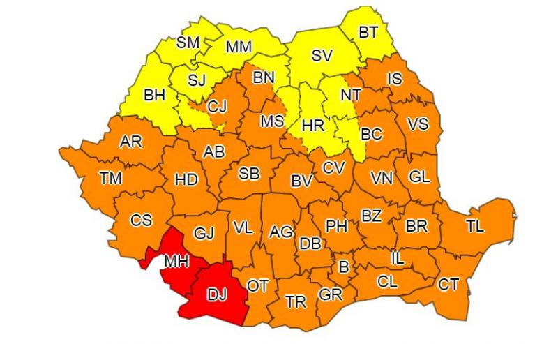 Codul roșu a fost prelungit și restrâns la două județe. Restul țării ...